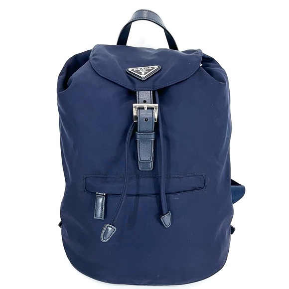 Prada | Bags | Prada Rucksack Backpack Triangle Logo Bag Nylon Navy ...